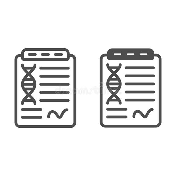 DNA Test Document Line and Solid Icon, Genetic Research Concept. Vector ...