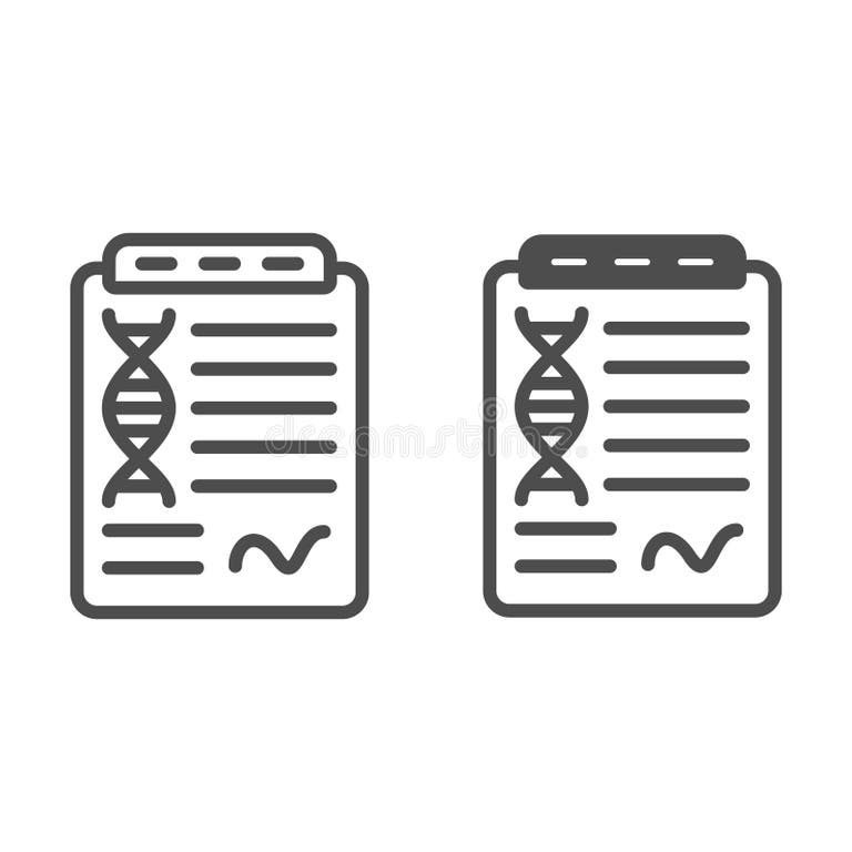 DNA Test Document Line and Solid Icon, Genetic Research Concept. Vector ...