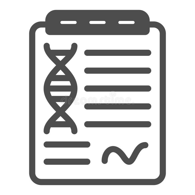 DNA Test Document Solid Icon, Genetic Research Concept. Vector Graphics ...