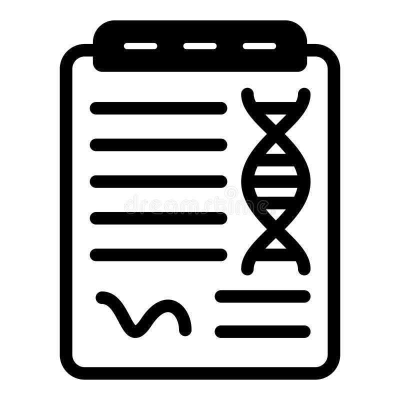 DNA Test Document Solid Icon, Genetic Research Concept. Vector Graphics ...