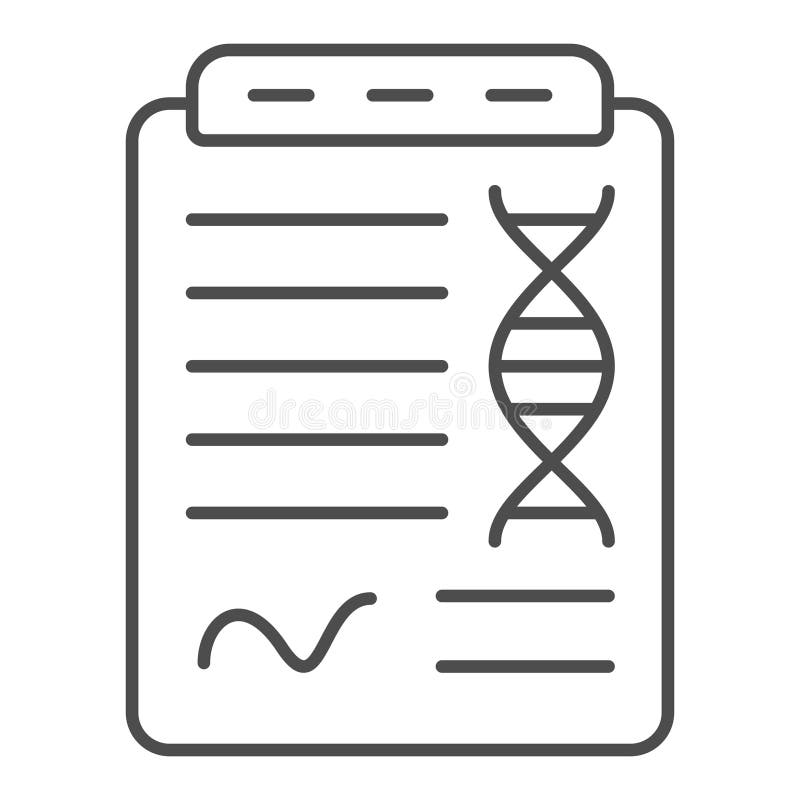 DNA Test Document Thin Line Icon, Genetic Research Concept. Vector ...