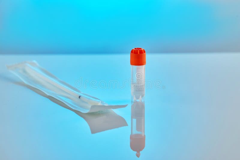 DNA Test. Test Tube with Liquid for DNA Analysis and a Stick in a ...