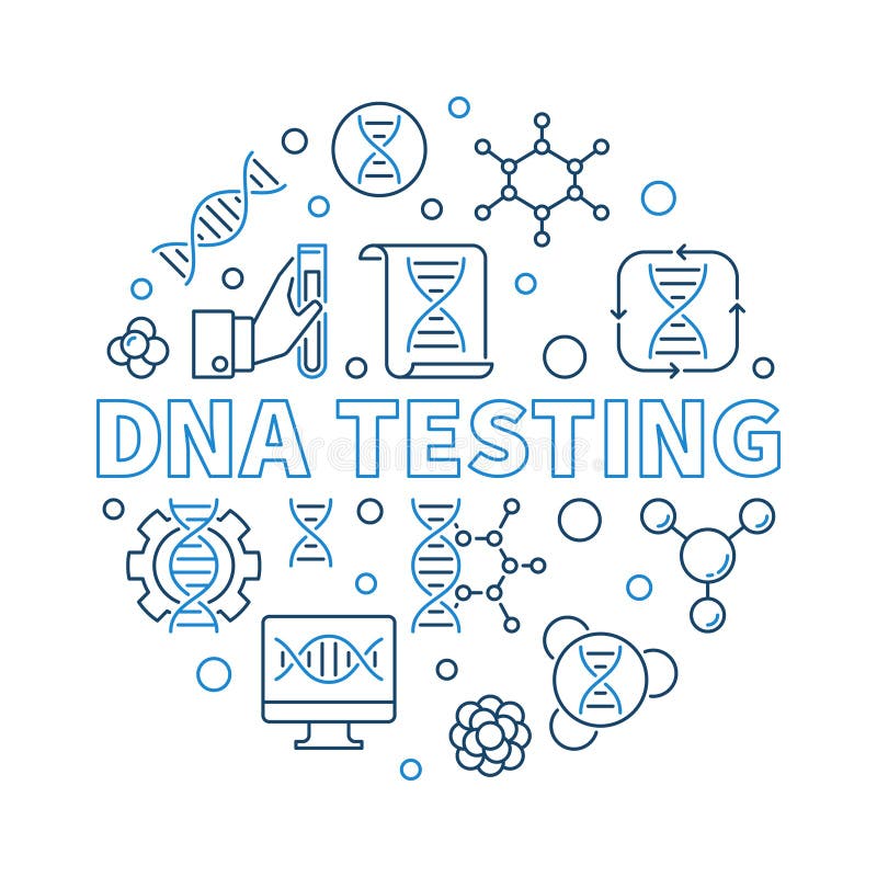 DNA Testing Vector Round Creative Outline Illustration Stock Vector ...