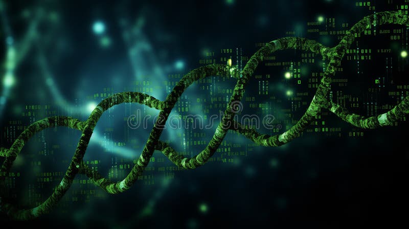 DNA Transformed: Human Strand Composed of Green Digital Code, Testament ...