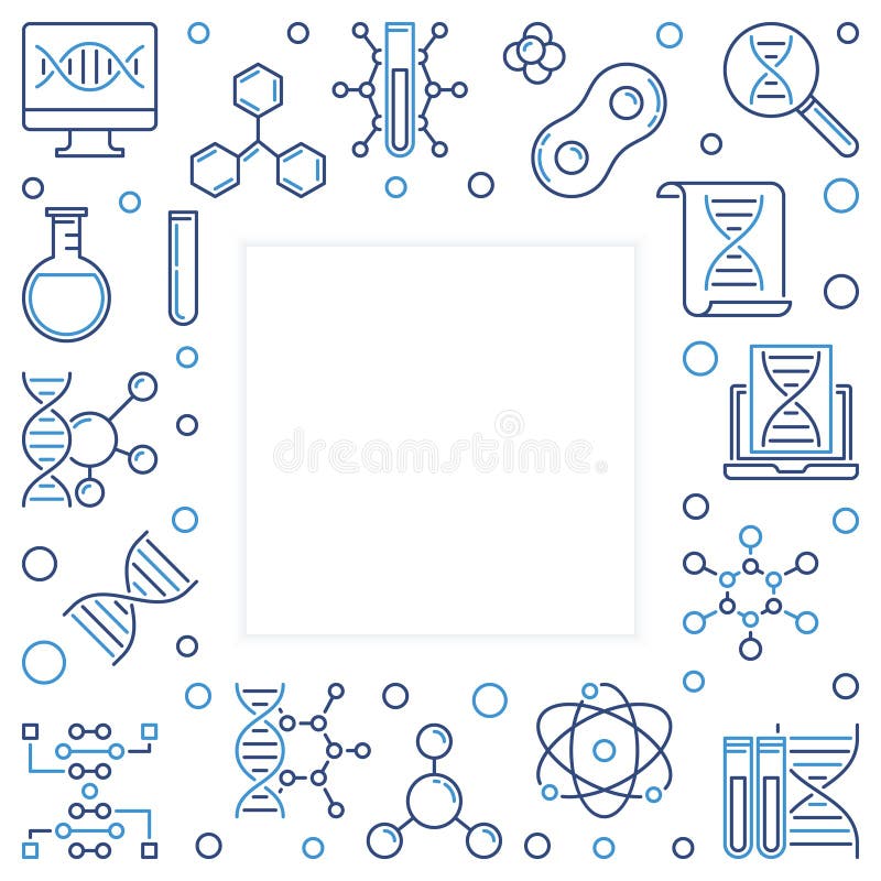 DNA Vector Square Illustration or Frame in Thin Line Style Stock Vector ...