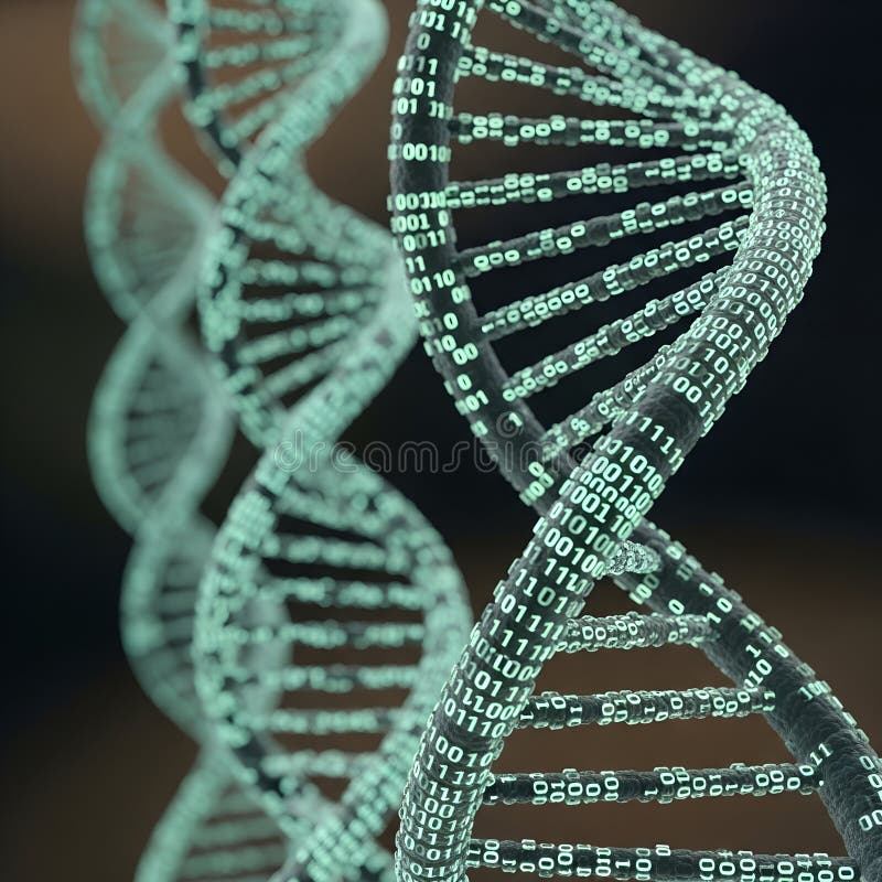 DNA Where One Helix is Replaced by a Binary Code. Stock Illustration ...
