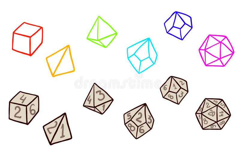 DND Dice, Set of Tabletop Board Game. Cartoon Sticker Stock Vector ...