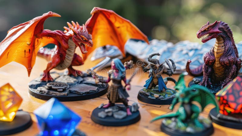 DND Figures with Various Characters and Fantasy Creatures. Stock Image ...