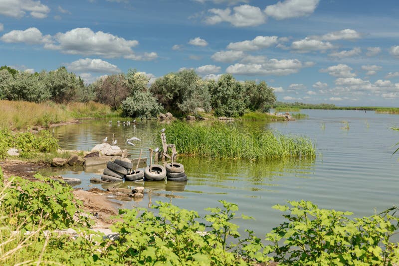 Dniester Estuary Landscape Coast in Shabo, Ukraine Stock Photo - Image ...