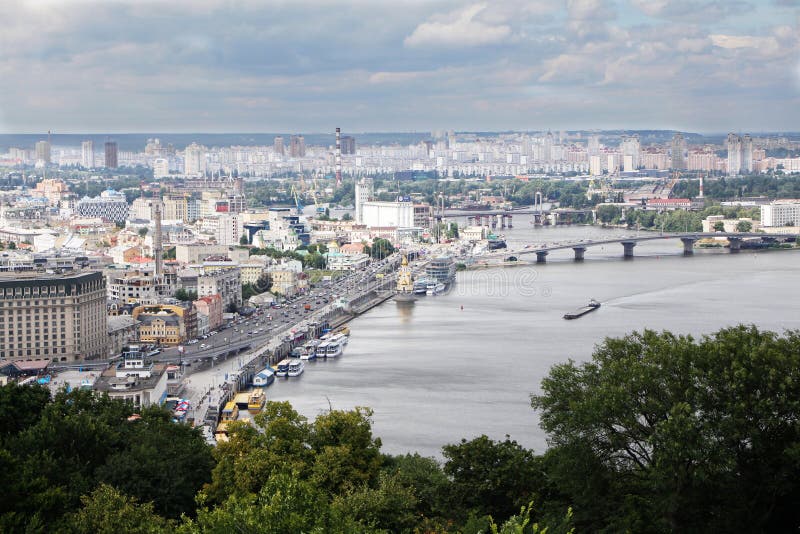 Dnipro Panoramic View. Kiev, Kyiv Editorial Stock Photo - Image of ...