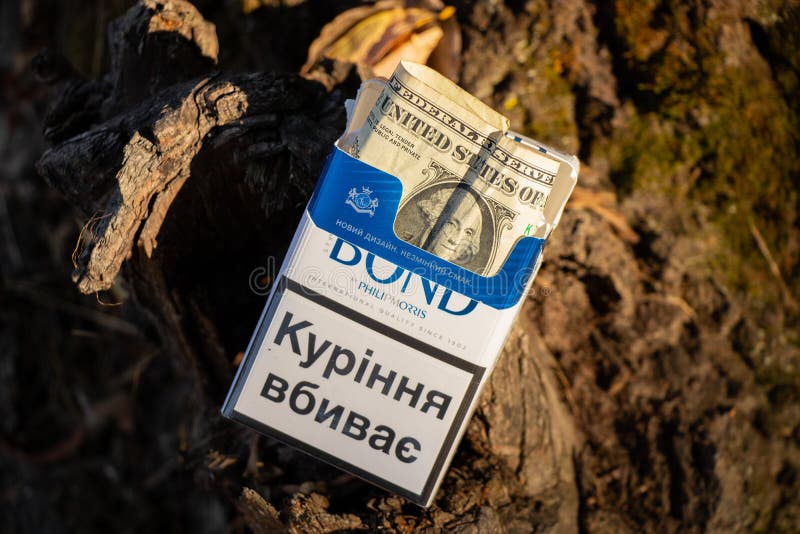 Dnipro, Ukraine - 23 August 2020 - Pack of BOND Cigarettes and a Dollar ...