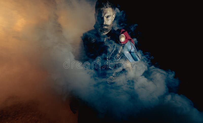 Dnipro, Ukraine- June 5, 2019: Cosplayer Portrays Superhero Thor ...