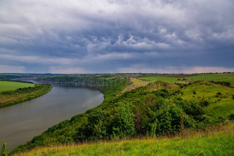 Dnister River Canyon. Bad Weather and Stormy Sky Stock Image - Image of ...