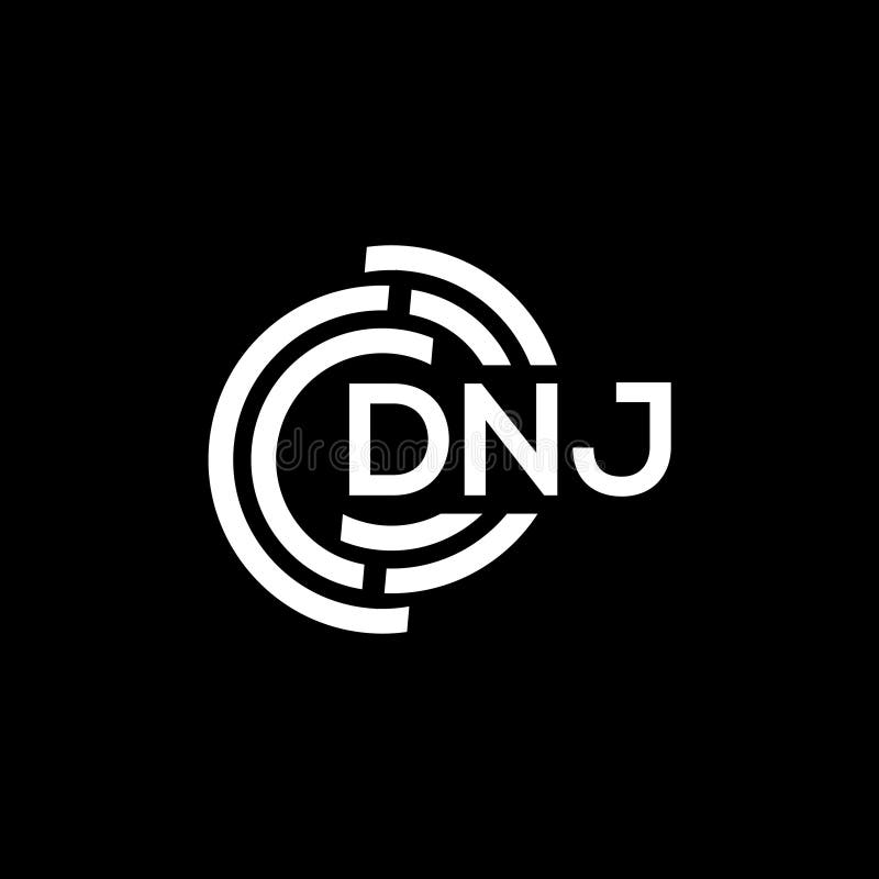 DNJ Letter Logo Design on Black Background. DNJ Creative Initials ...