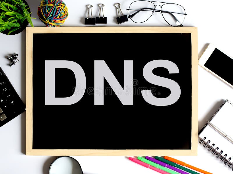 DNS, Domain Name System, Concept on the Drawing Board with Office Tools ...