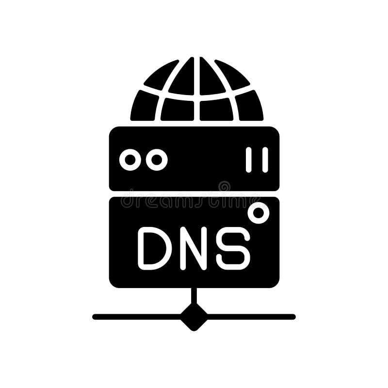 DNS Server Black Glyph Icon Stock Vector - Illustration of logo, data ...