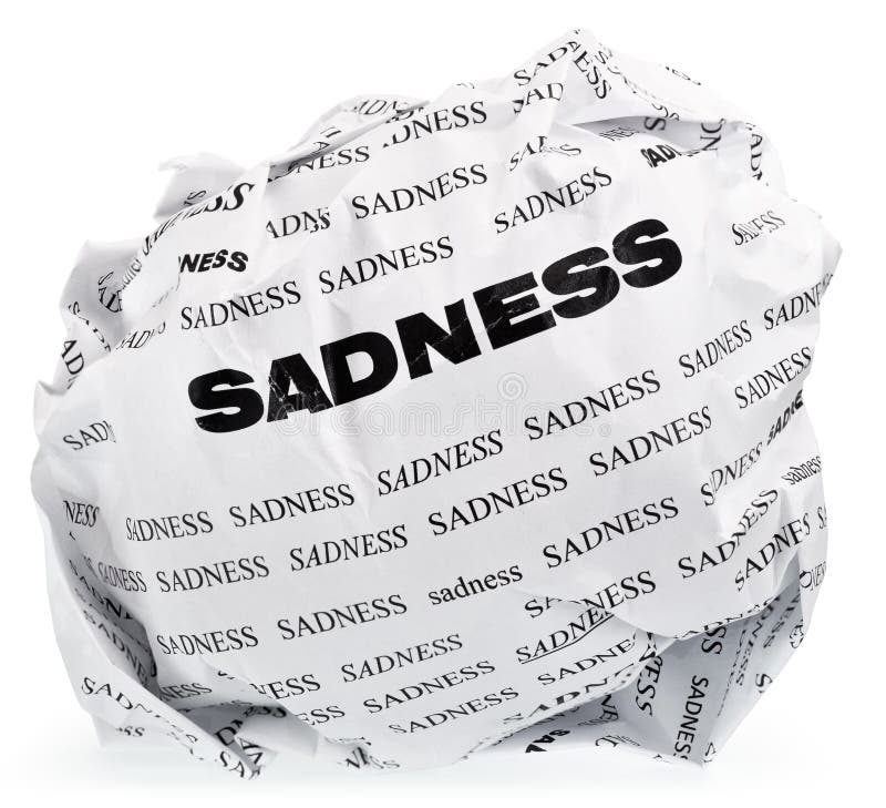 Do not be sad, Ball of crumpled paper with conceptual text. Isolated ...