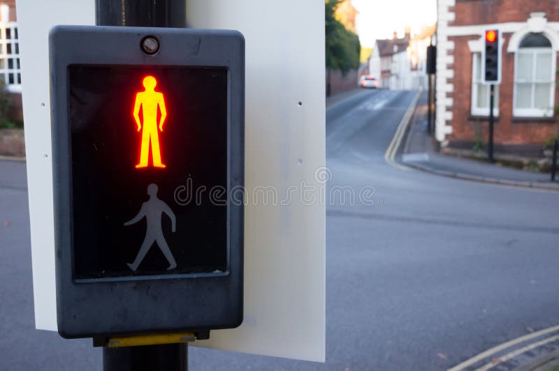 Do Not Cross Sign with Red Light on Stock Image - Image of corner ...
