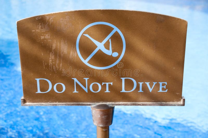 Don`t Dive Sign in Swimming Pool Stock Image - Image of advice, jump ...