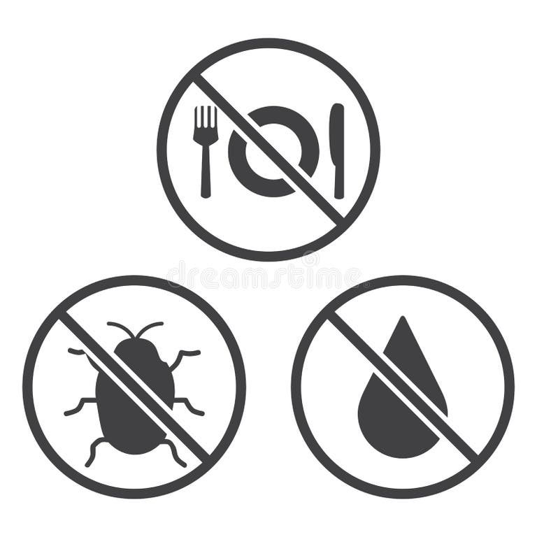 Do Not Eat, Bug and Wet Icons. Stock Vector - Illustration of element ...
