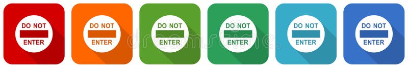 Do Not Enter, Access, Entry Icon Set, Flat Design Vector Illustration ...