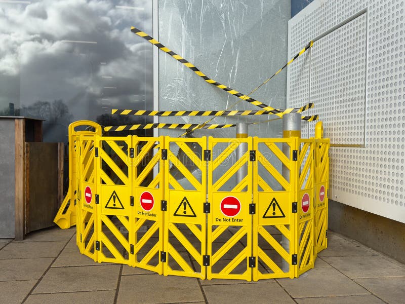 Do Not Enter Barrier Around Work Area in Public Area Stock Image ...