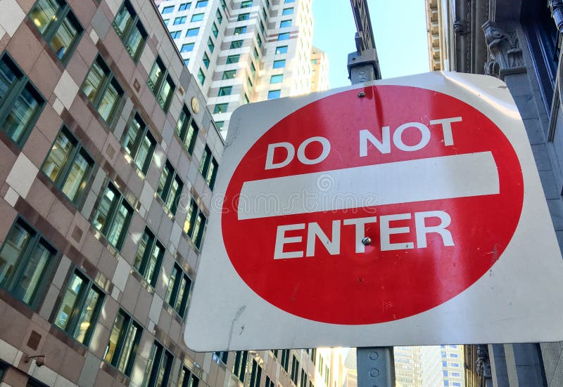 Do Not Enter Sign Against Tall Buildings Stock Photo - Image of ...