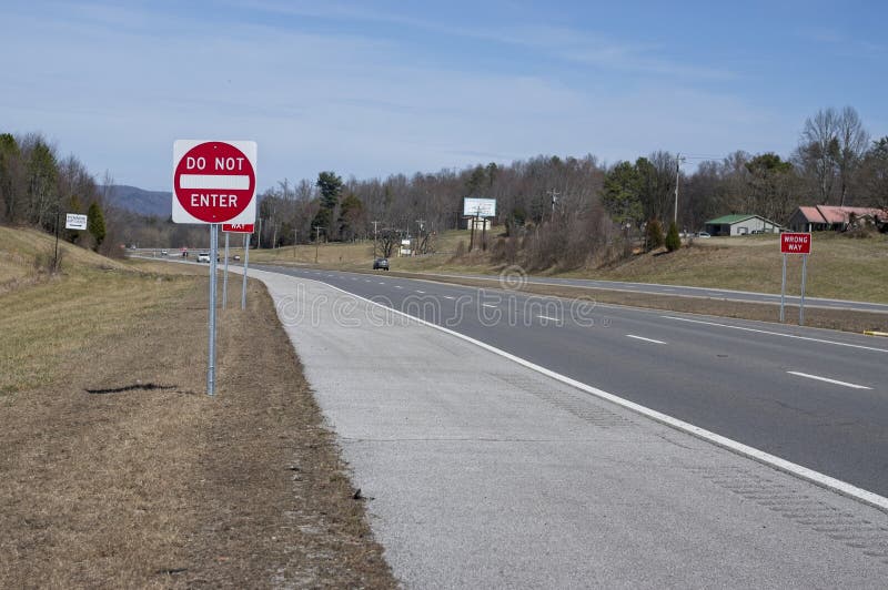 Do Not Enter Sign on a Rural Highway Stock Image - Image of ...