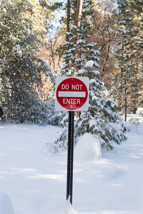 Do Not Enter sign in snow stock photo. Image of winter - 35984982
