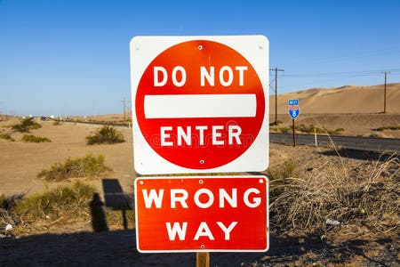 Do-not-enter- and Wrong-way-Sign at the Highway Stock Photo - Image of ...