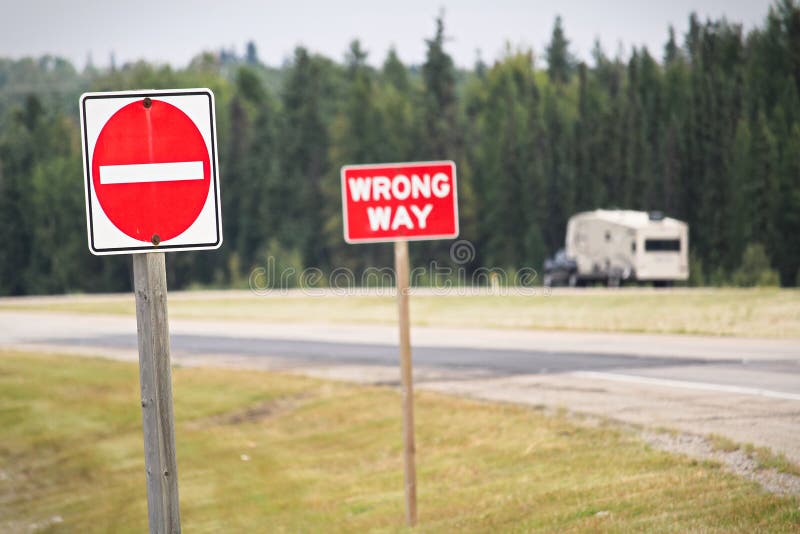 A Do Not Enter and Wrong Way Sign on a Highway Stock Photo - Image of ...