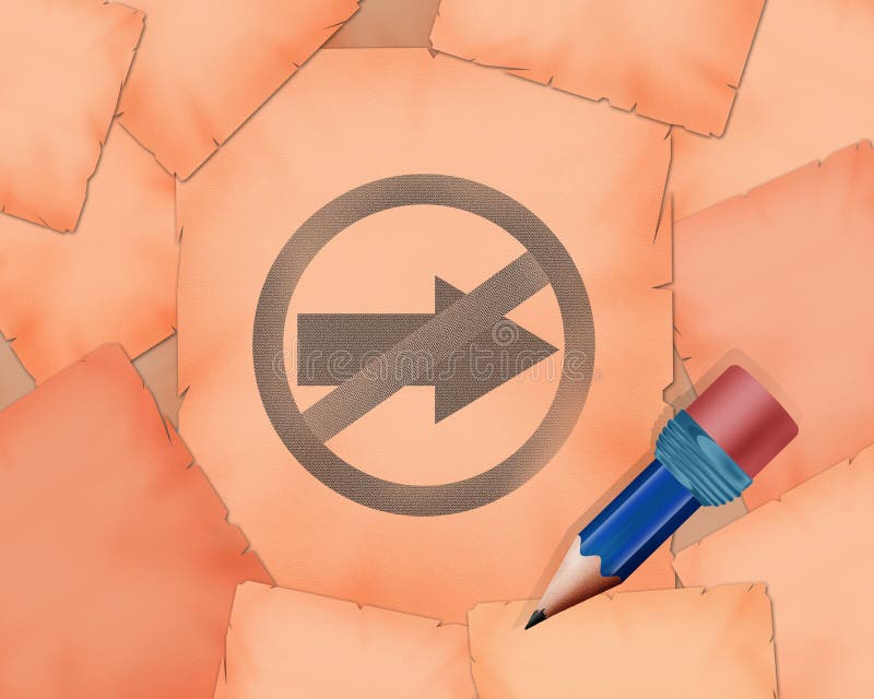 Do Not Go in that Direction Symbol and Small Pencil with it Stock Image ...
