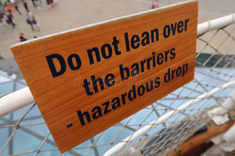 Do Not Lean Over the Barriers Sign. Stock Photo - Image of hazard, sign ...