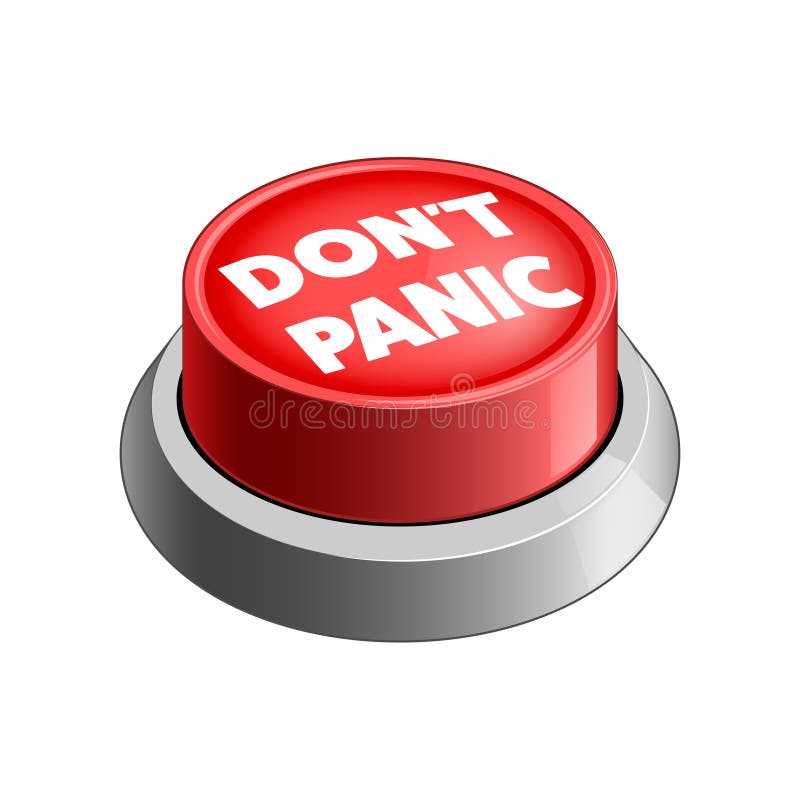 Do Not Panic Red Button Raster Illustration Stock Illustration ...