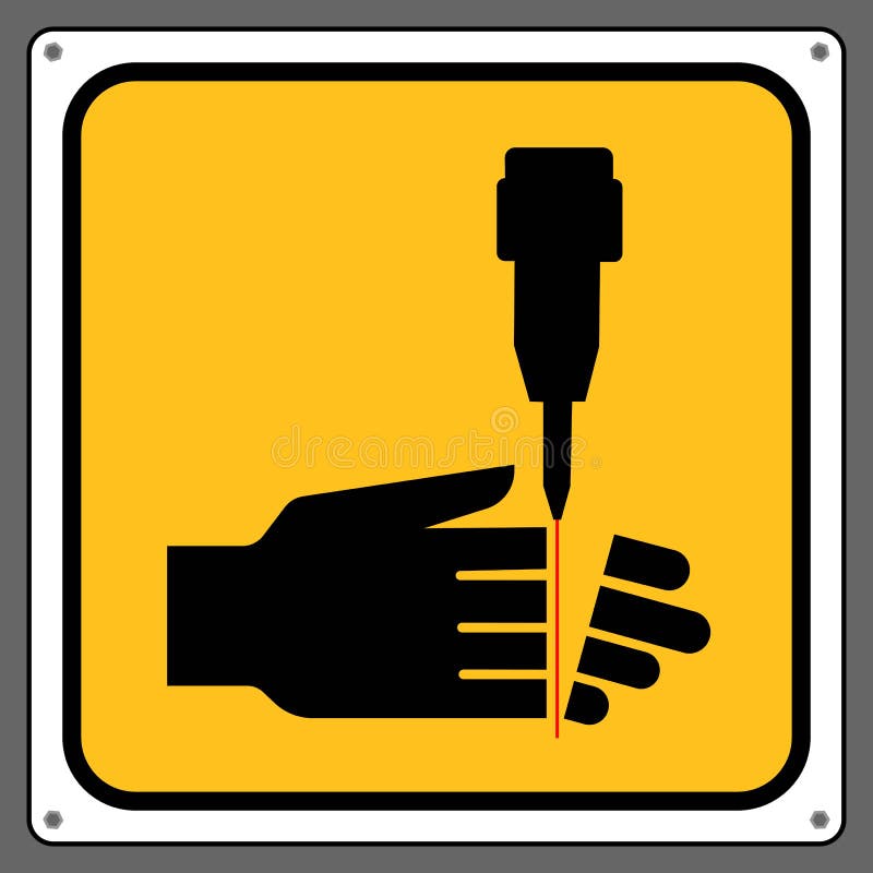 Do Not Put Your Hand Near The High Pressure Nozzle Sign Caution Stock