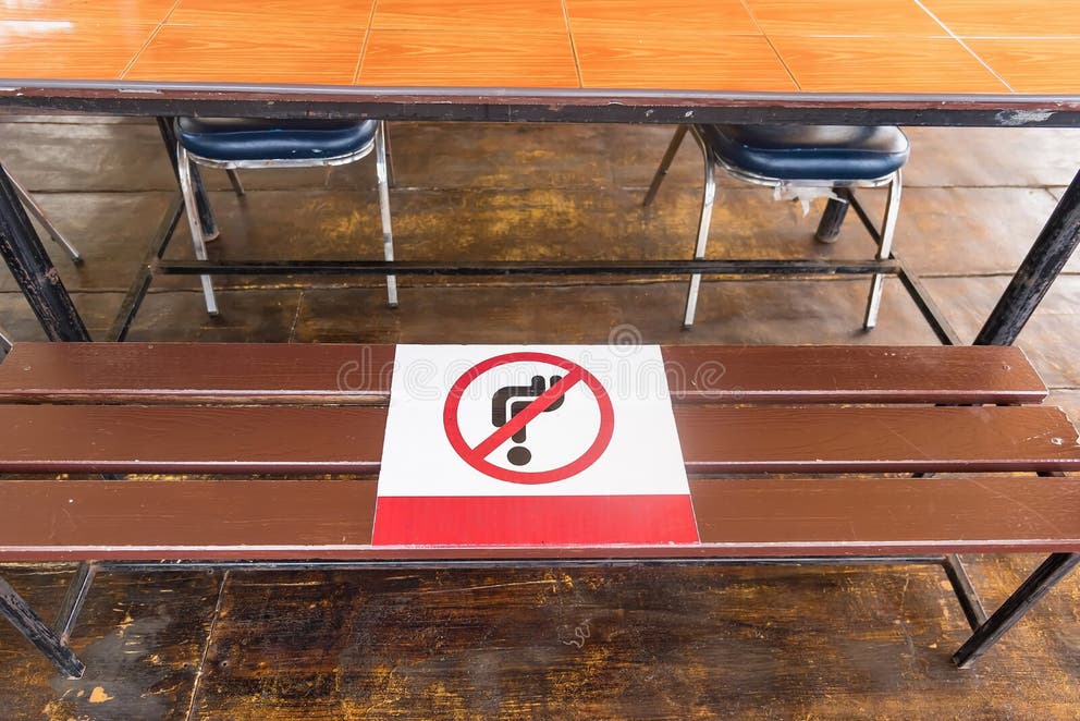 Do Not Sitting Sign on Long Benches Stock Image - Image of waiting ...