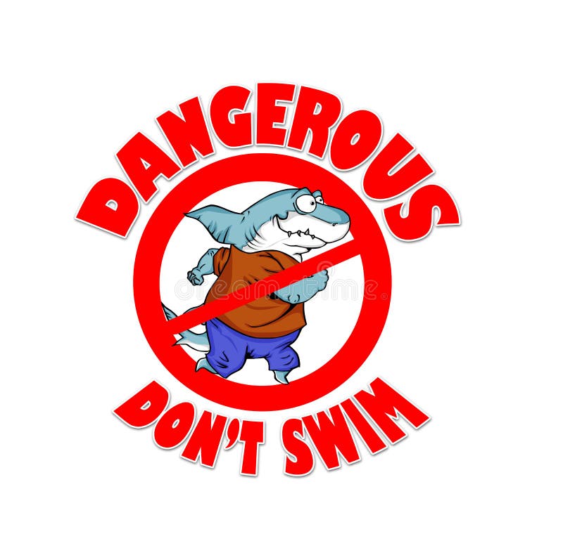 Do not swim security sign stock image. Illustration of shark - 58552745