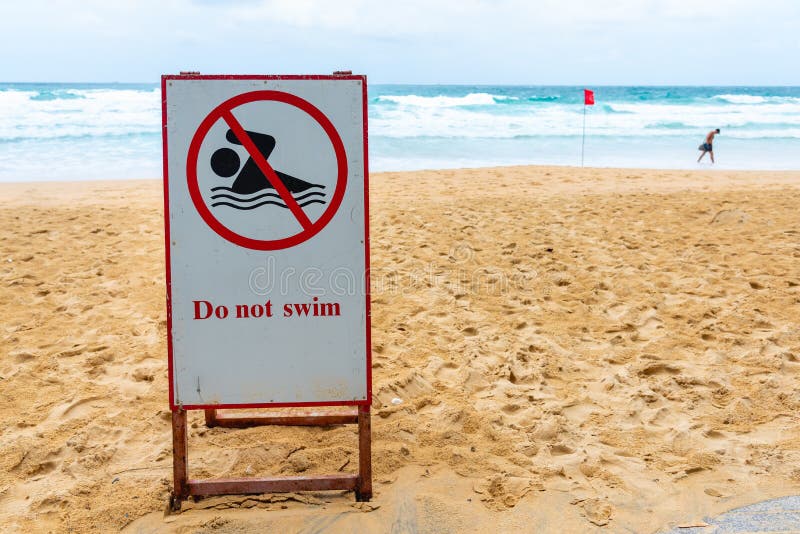 Do Not Swim Sign at Beach. Danger Stock Image - Image of attention ...
