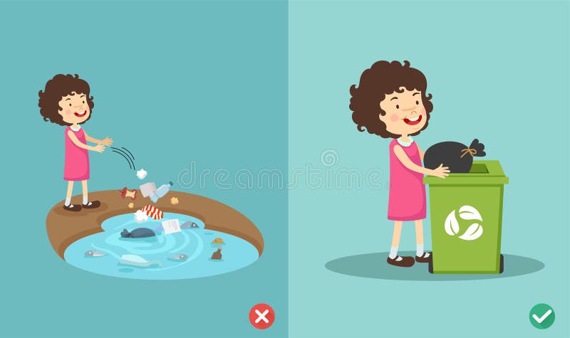 Do Not Throw Littering on the Floor.wrong and Right Stock Vector ...