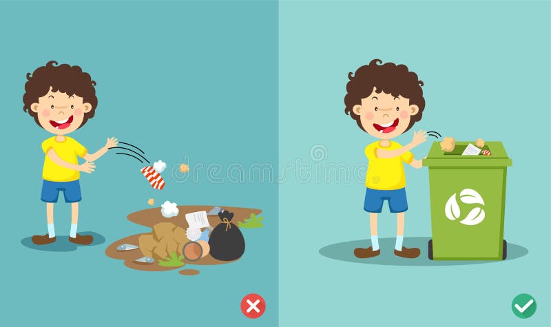 Do Not Throw Littering on the Floor.wrong and Right Stock Vector ...