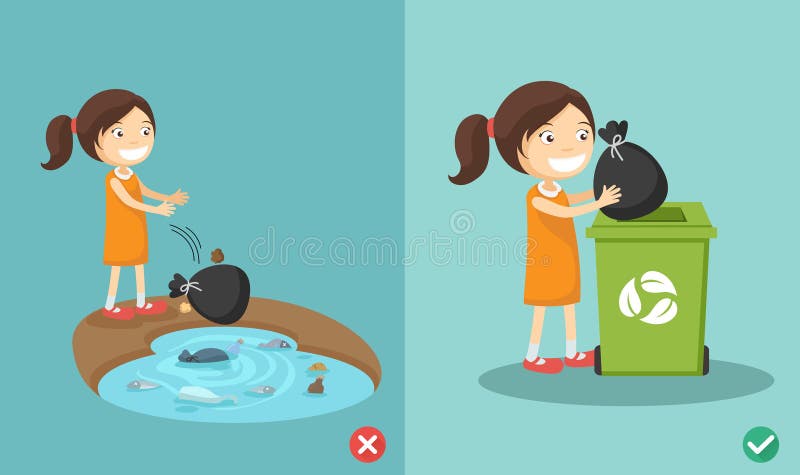 Do Not Throw Littering on the Floor.wrong and Right Stock Vector ...