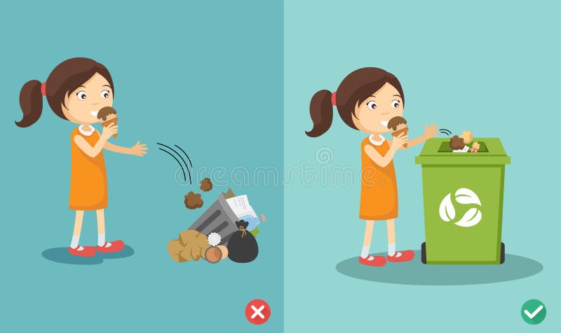 Do Not Throw Littering on the Floor.wrong and Right Stock Vector ...