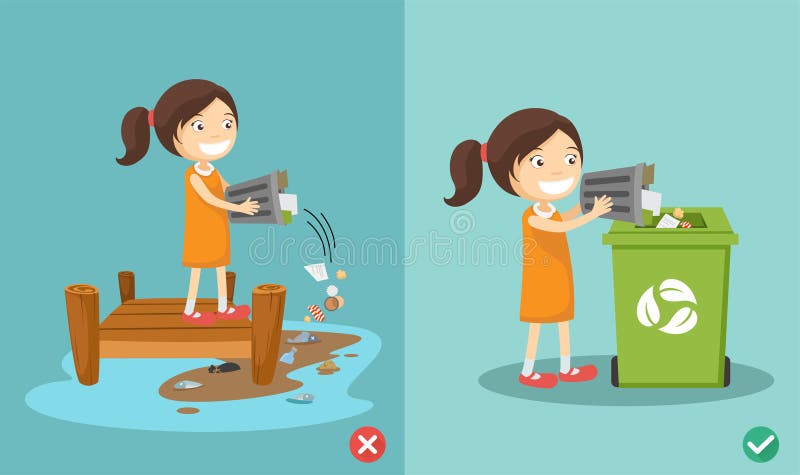 Do Not Throw Littering on the Floor.wrong and Right Stock Vector ...