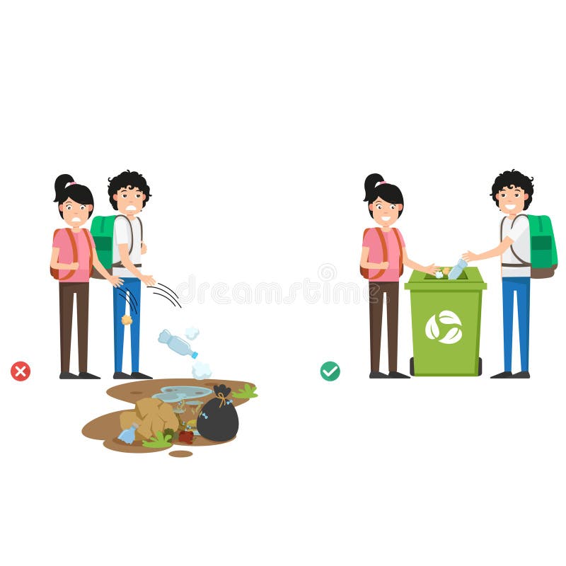 Do Not Throw Littering on the Floor.wrong and Right Stock Vector ...