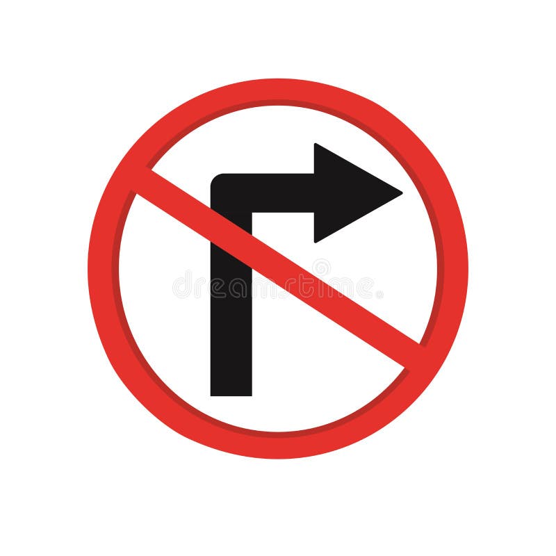 Traffic Signal Do Not Turn Right Can T Turn Right Stock Vector ...