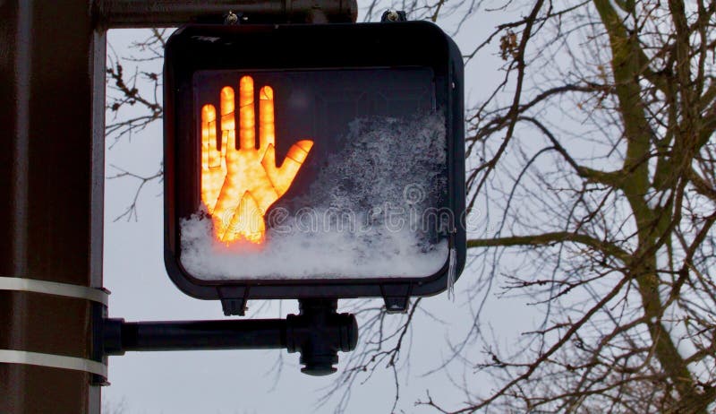 Stop Light Hand Symbol stock image. Image of buildings - 120080623