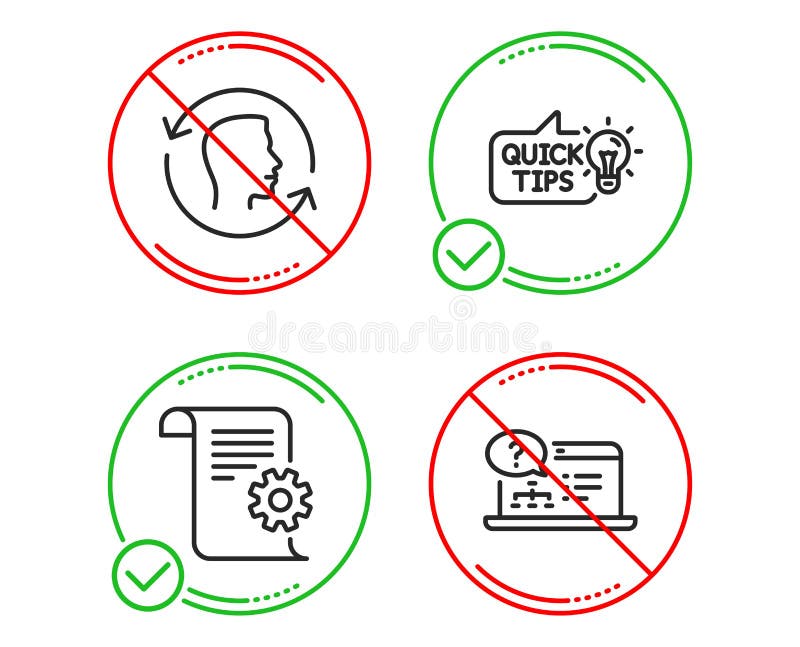 Face Id, Education Idea and Technical Documentation Icons Set. Online ...