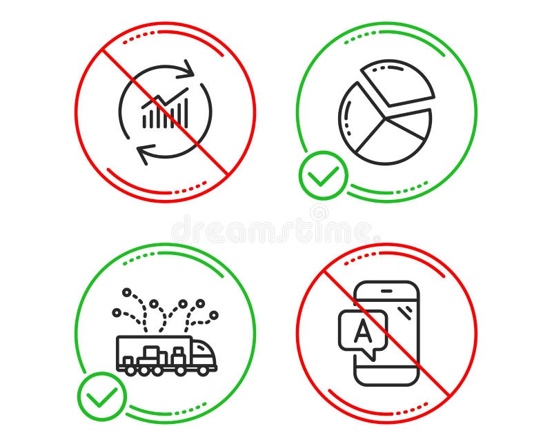 Pie Chart, Truck Delivery and Update Data Icons Set. Ab Testing Sign ...