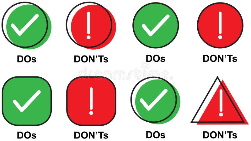 Do Und Dont Oder Gute Und Schlechte Symbole Vektor Abbildung ...