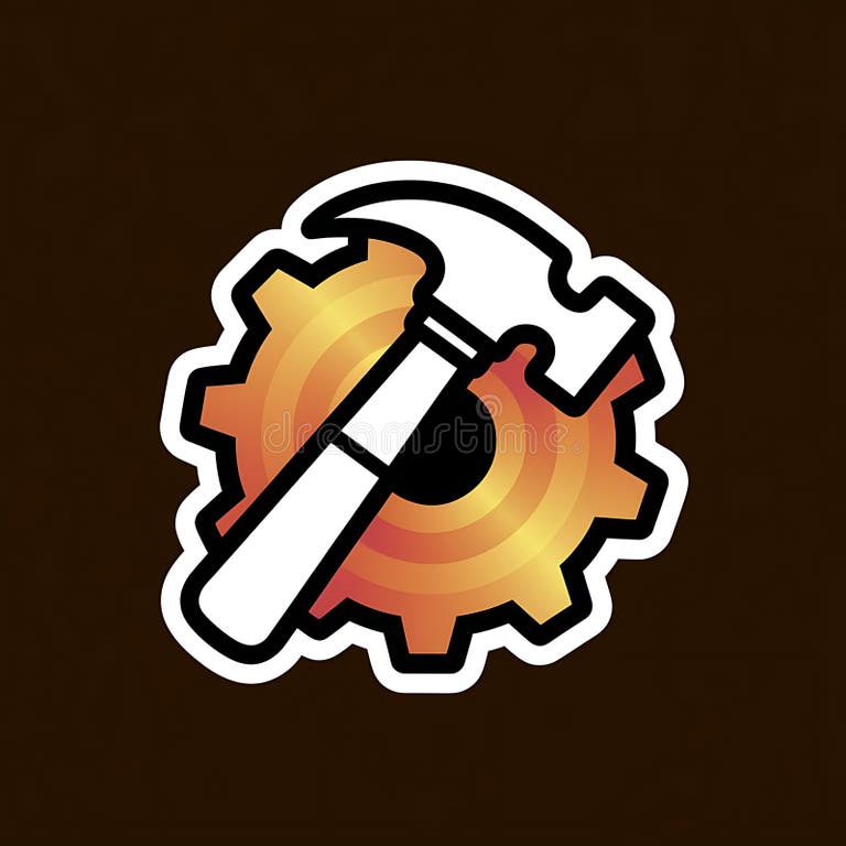 Do the Work Hammer and Gear Icon Combo, Construction Theme, with Thick ...